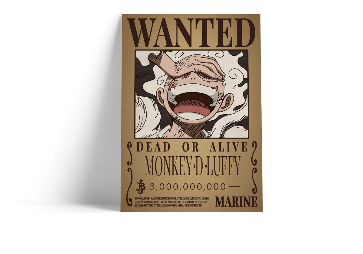Quadro Placa Decorativa One Piece Cartaz Procurado Luffy Gear 5 Nika ...