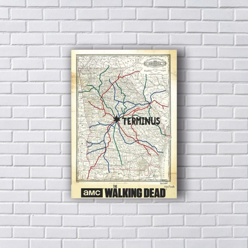 Quadro - The Walking Dead Map / Mapa Terminus | Item de Decoração Art ...
