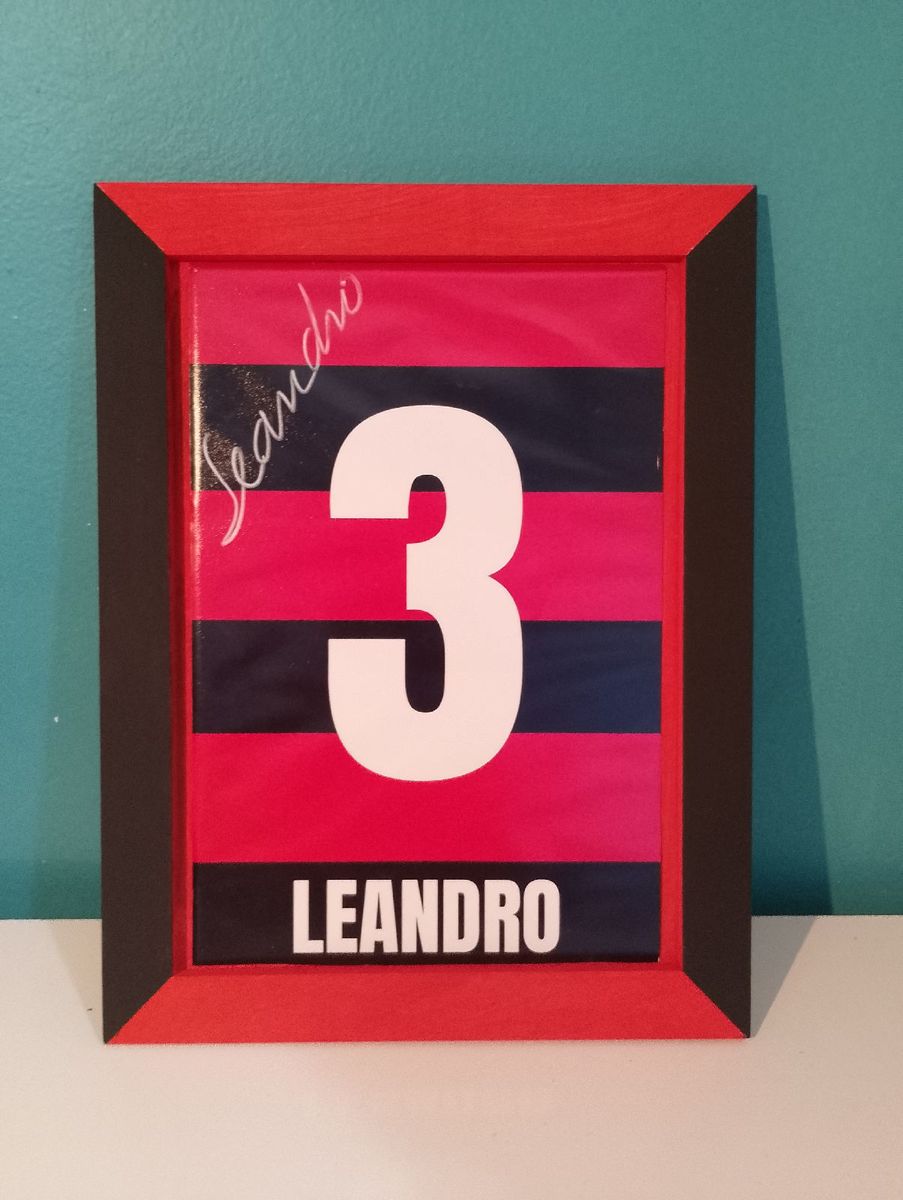 Quadro Time Flamengo Camisa Autografado Jogador Leandro Ídolo Rubro ...