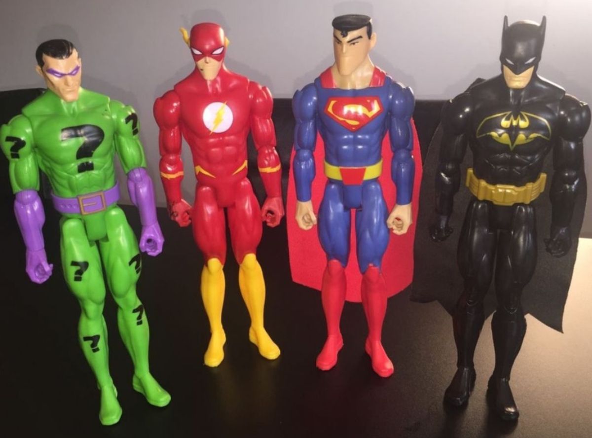 Quarteto de Bonecos Liga da Justiça. 3 Super Heróis Super Homen, Flash ...