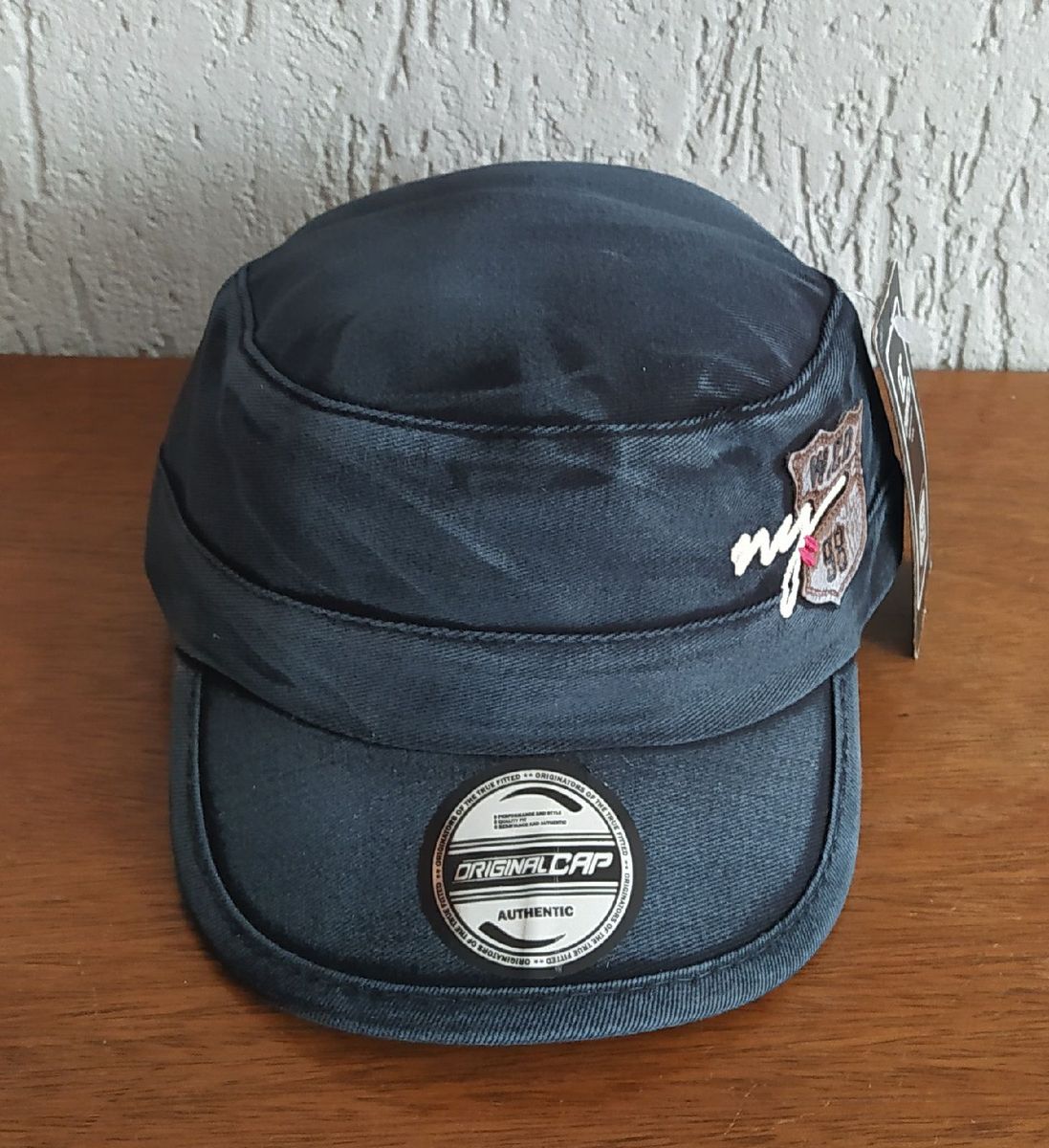 Quepe Boné Estilo Militar Preto Estonado com Patch 77734376 | enjoei