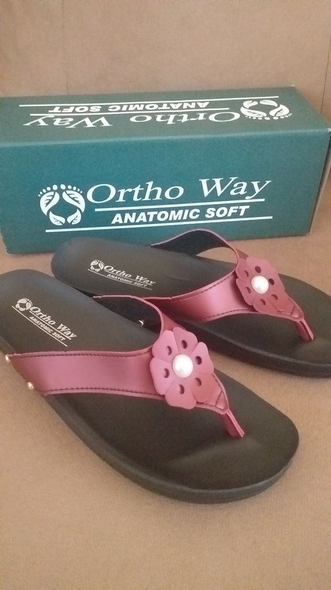 Rateirinha Dedo Ortho Way Flor 37 Vinho | Rasteira Feminina Ortho Way ...