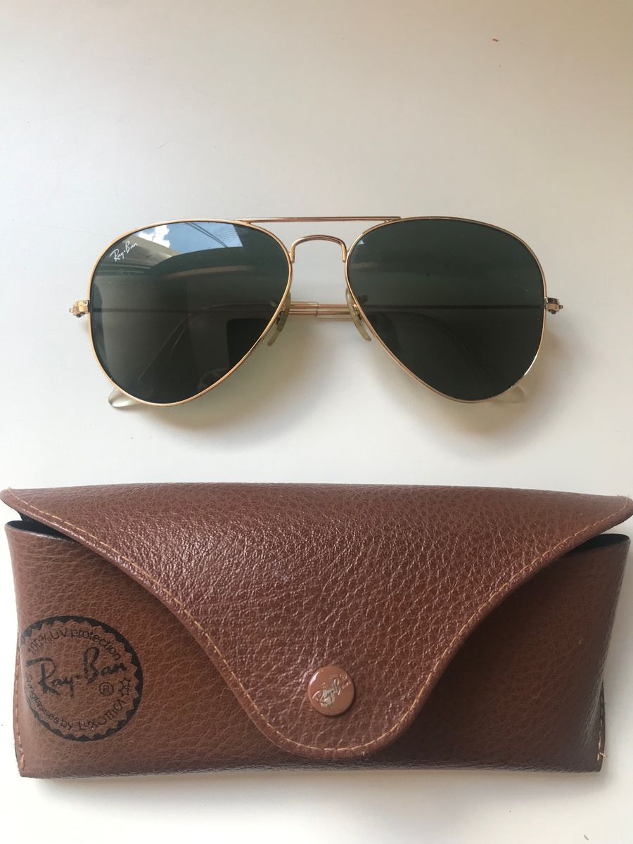 Ray-ban Classic Verde Armação Dourada | Óculos Feminino Ray Ban Usado ...