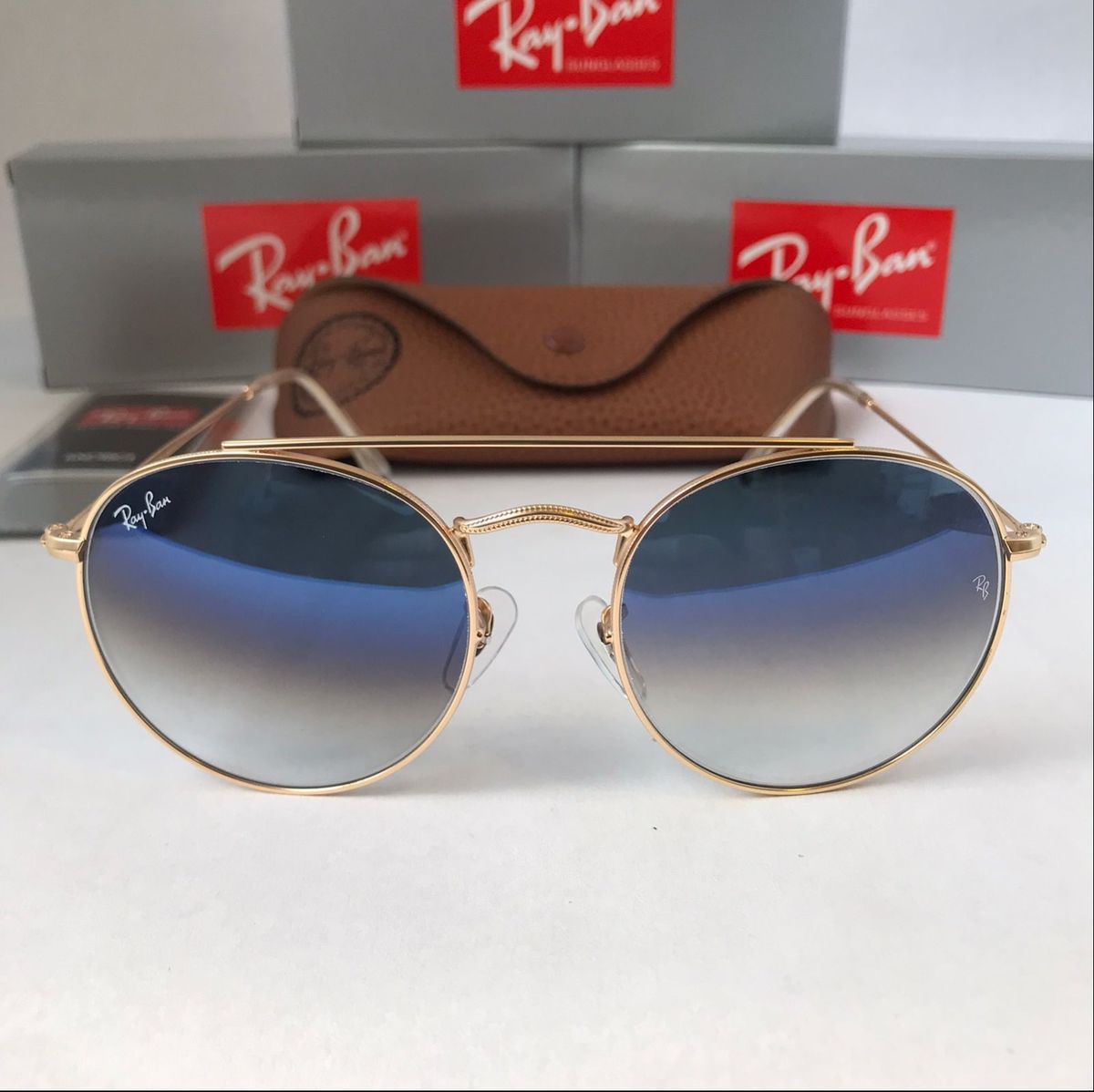 Ray Ban Double Bridge Azul Degrade Óculos de Sol Masculino | Óculos ...