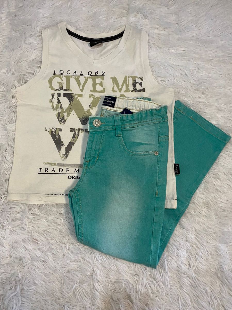 Regata e Calça Jeans Verde Infantil de Menino, 8 | Roupa Infantil para ...