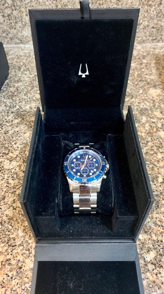 Relogio Bulova Azul Masculino Aço - 98b325 | Relógio Masculino Bulova ...