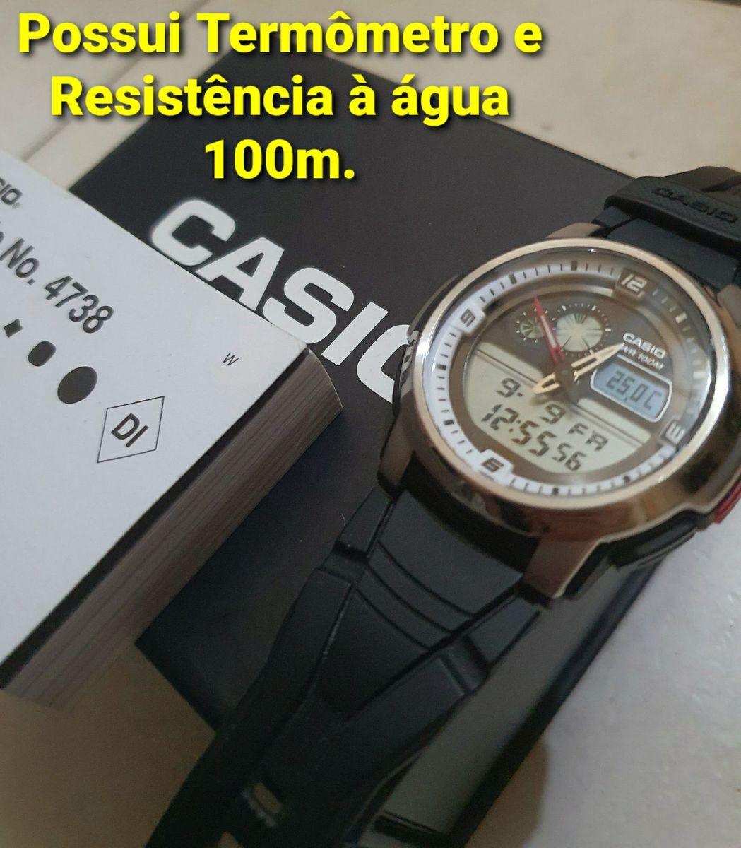 Relógio Casio com Termômetro e Resistência 10bar, Acompanha O Manual e ...