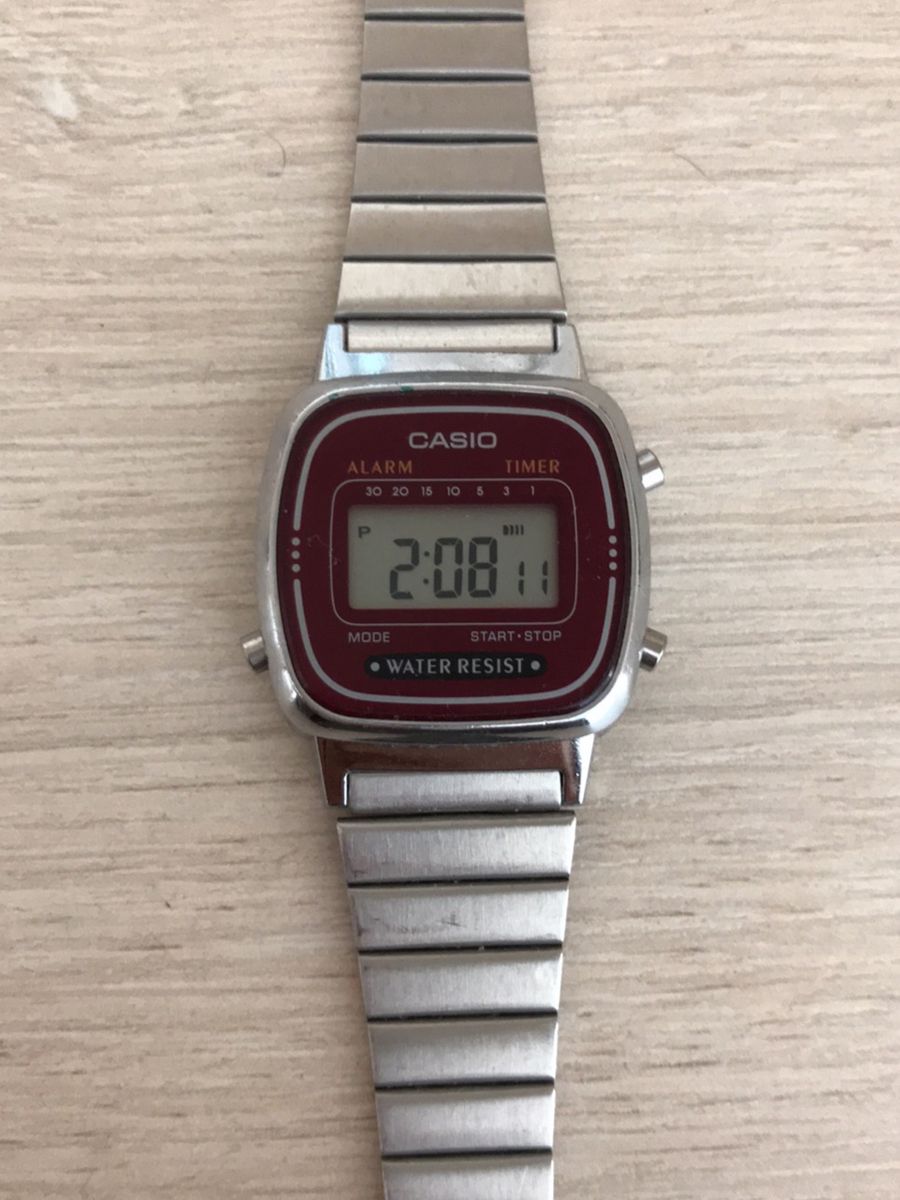 Relógio Casio Digital Mini Prata/vinho | Relógio Feminino Casio Usado ...