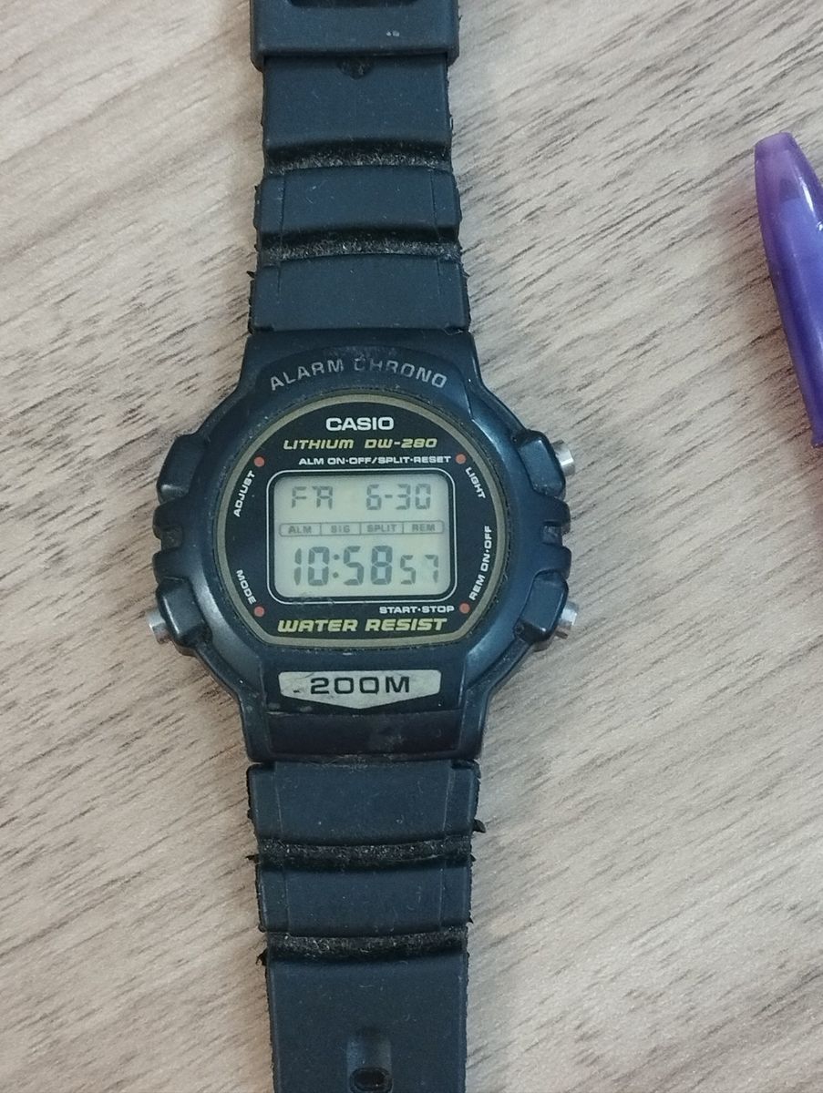 Relógio Casio Dw-280 Lithium Water Resist 200m Raridade | Item Info ...