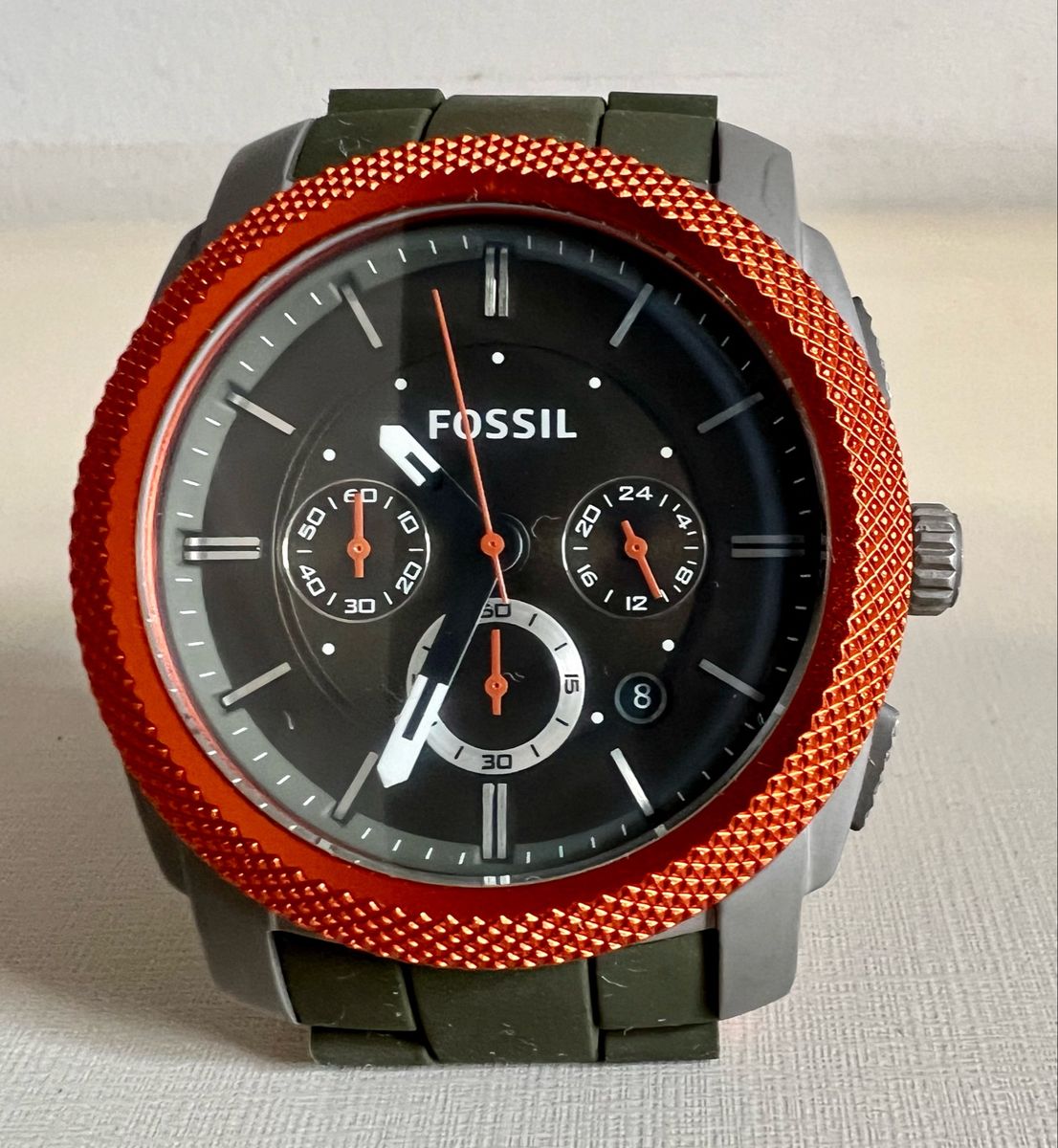Relógio Fossil Masc Aço Verde/laranja Fs-4660 | Relógio Masculino ...