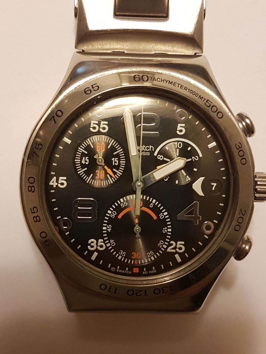 Relógio Importado Swatch Silver Black | Relógio Masculino Swatch Usado ...