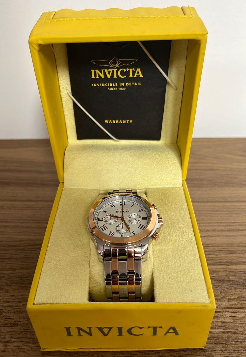 Relógio Masculino Invicta Specialty Trinite Pulseira Dourada e Prata ...