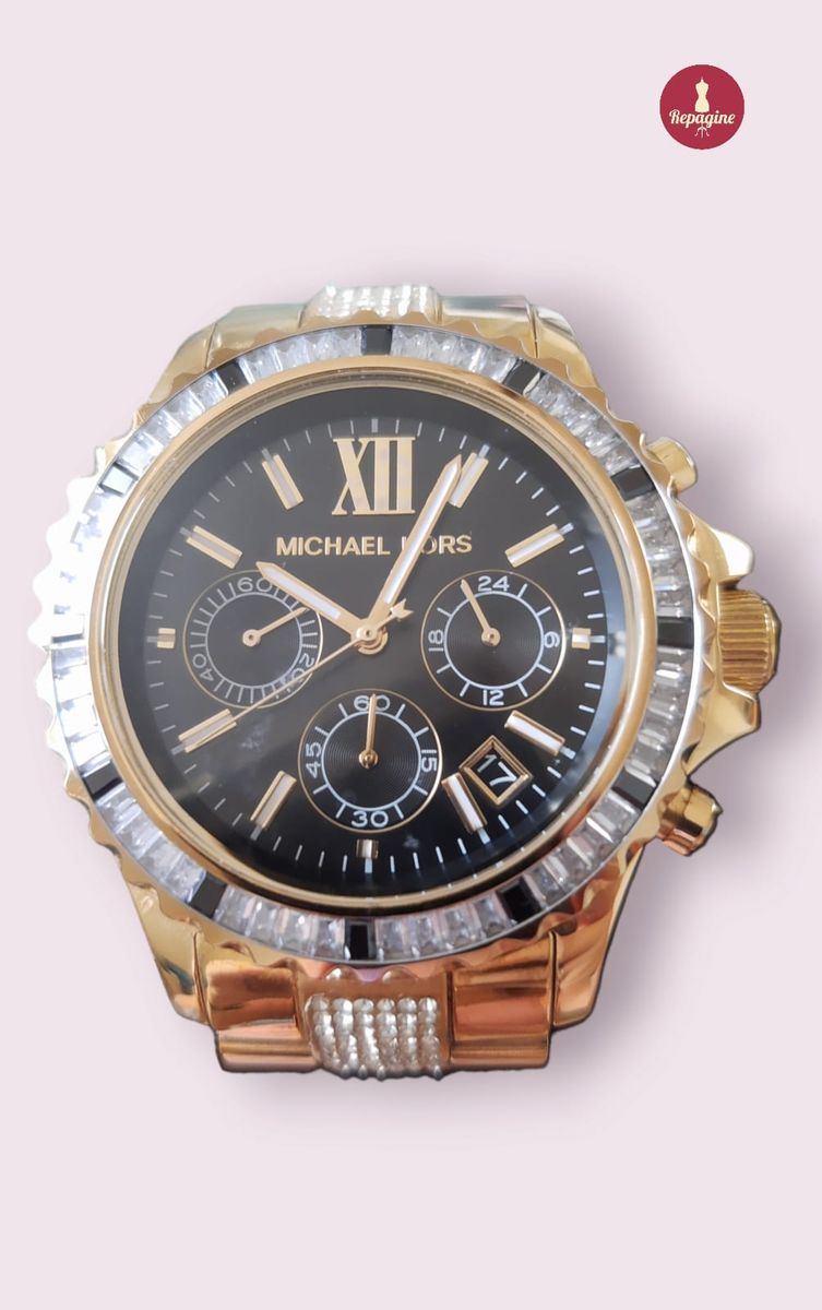 Relógio Michael Kors Cristais Swarovski Dourado Mk5828 - Elegância e ...