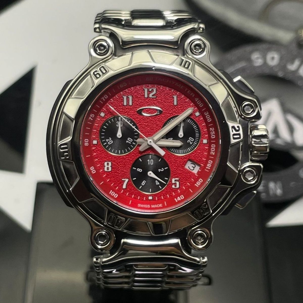 Relógio Oakley Crankcase Polished Red Dial sem Detalhes (sem Nenhuma ...