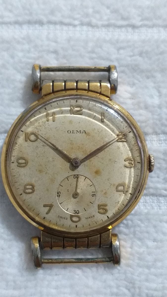 Relógio Olma À Corda Masculino- 15 Rubis- Suíça- (1950) | Relógio ...