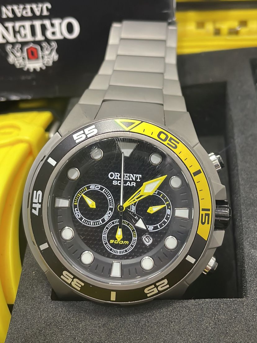 Relógio Orient Sea Tech Solar Titanium Maleta Novo | Relógio Masculino Orient Nunca Usado ...