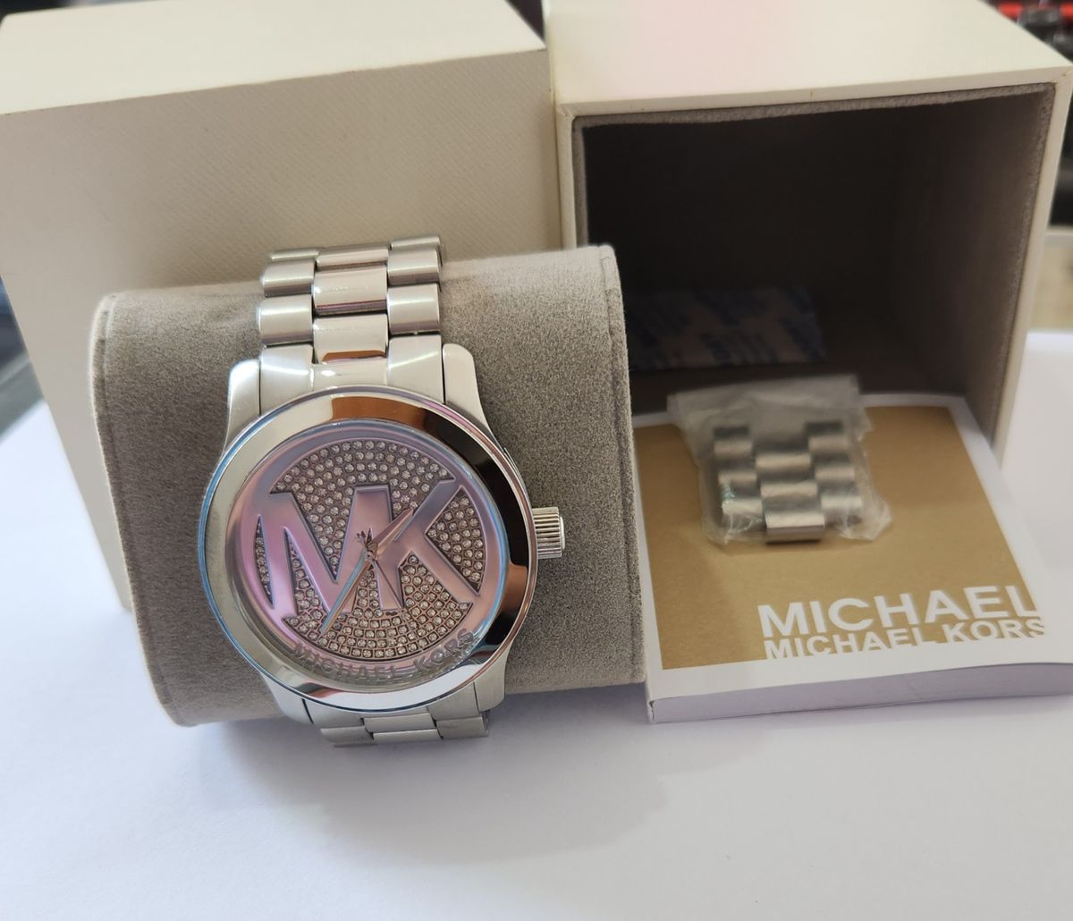 Relogio Prata com Caixa Manual de Instrução | Relógio Feminino Michael ...