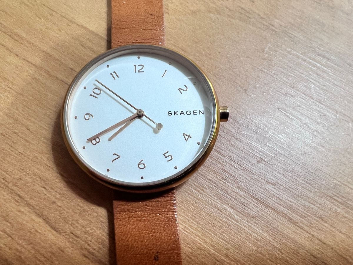 Relógio Skagen Skw2624 Feminino, Couro Dourado/marrom Original ...