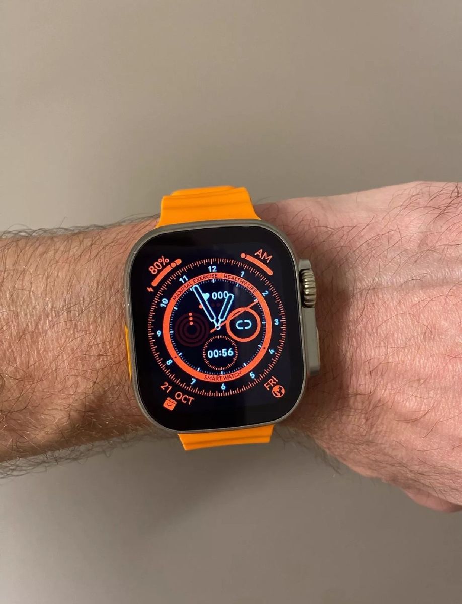 Relógio Smartwatch Ultra Série 8 Pulseira Laranja Novo Na Caixa ...