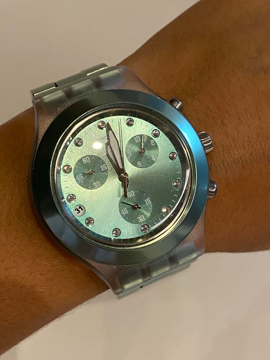 Relogio Swatch Verde Água para Pulso 17/18 | Relógio Feminino Swatch ...