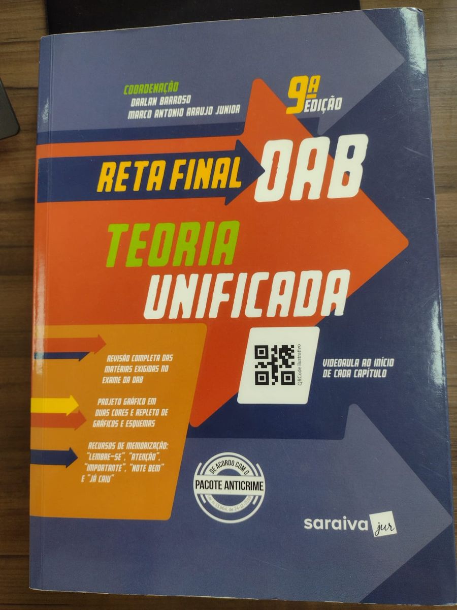 Reta Final Oab - Teoria Unificada 9a Edição | Livro Saraivajur Usado ...