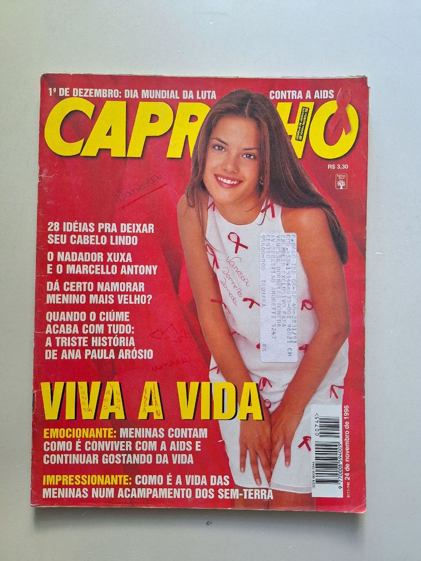 Revista Capricho 1996 Alessandra Ambrósio Ana Hickmann Ana Paula Arósio ...