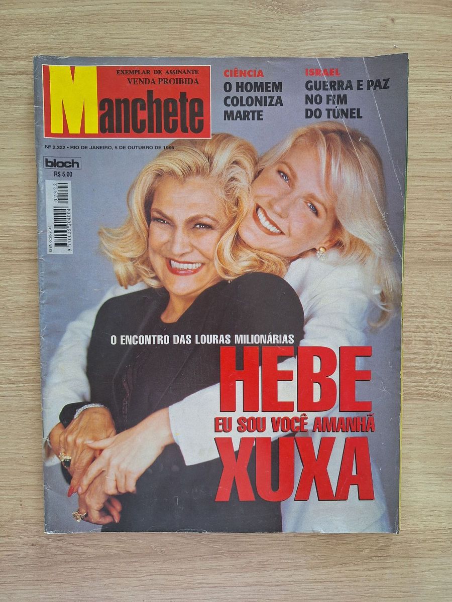 Revista Manchete 1996 Xuxa John Kennedy Jr Hebe Camargo | Livro Xuxa ...