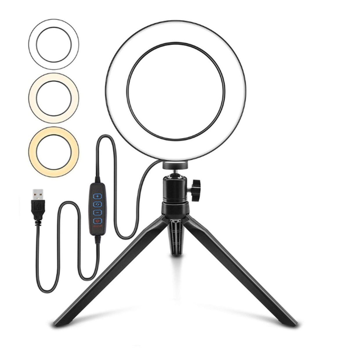 Ring Light 6 Polegadas Led Mesa Iluminador Pequena Tripé 16cm | Item ...