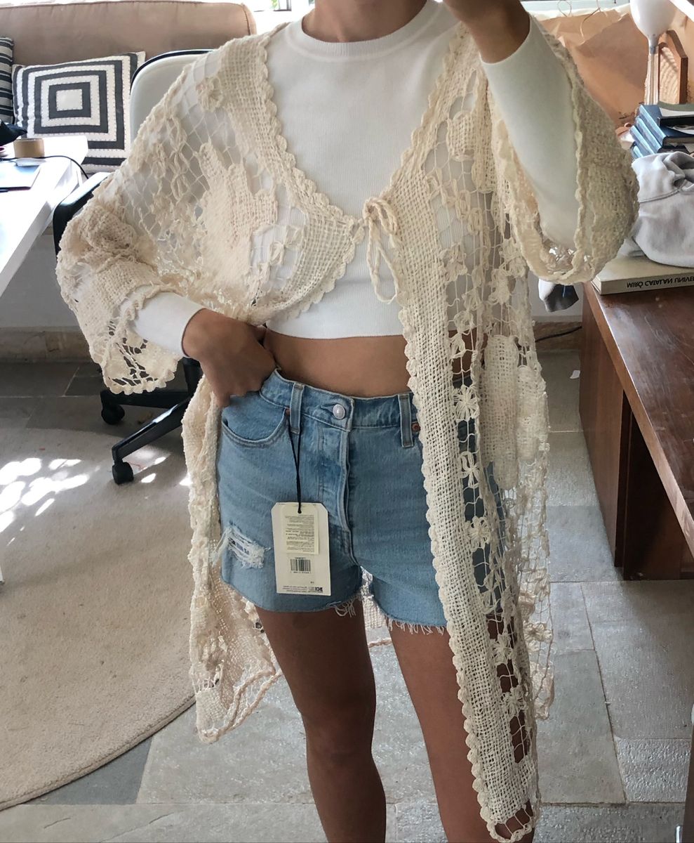 Robe de Tear Cru | Moda Praia Feminina Artesanal Nunca Usado 75098168 ...