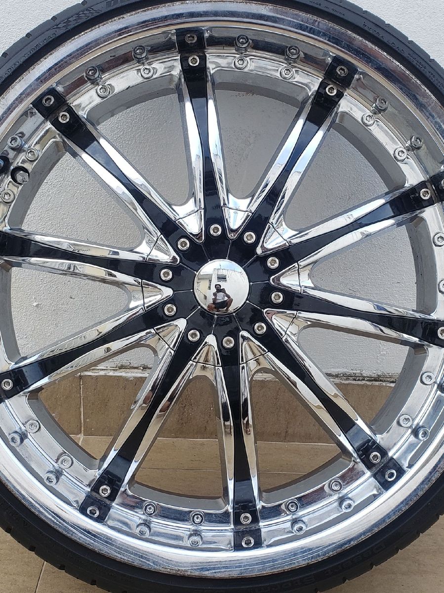 Rodas Cromada Aro 20 8 Furos Tala 7,5, Pneus Pouco Usados | Carro Rodas ...