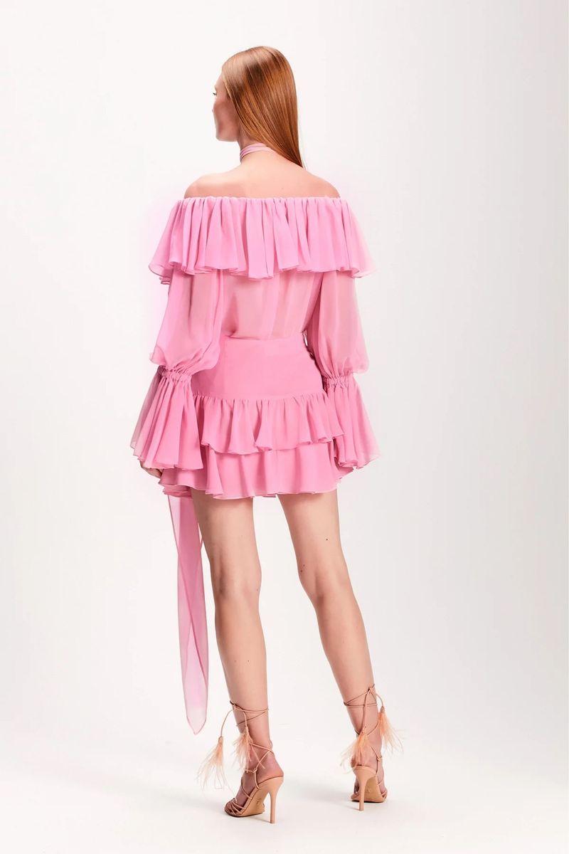 Saia Babados Ponta Rosa Tig Renata Figueiredo | Saia Feminina Tig Usado ...