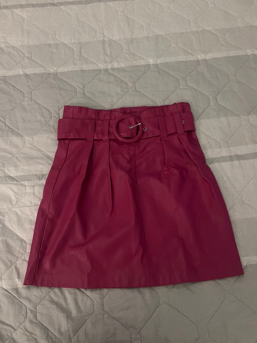 Saia Pink Couro Fake Zara Tam Pp | Saia Feminina Pink Usado 121594317 ...