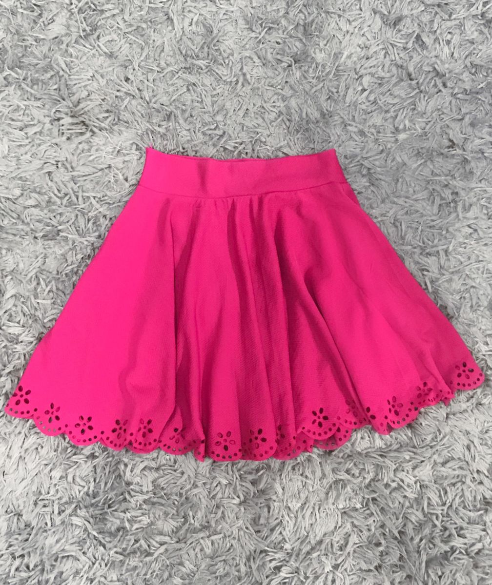 Saia Rodada Rosa Toda Fofa Cortada a Laser | Saia Feminina Nunca Usado ...
