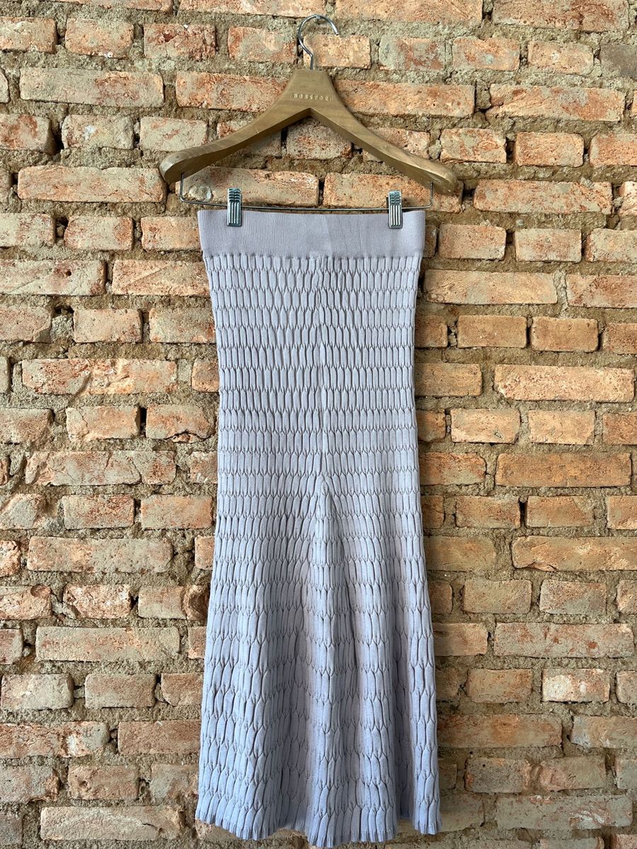Saia Tricot Cinza Franzida | Saia Feminina Garimpos Da Ma Usado ...
