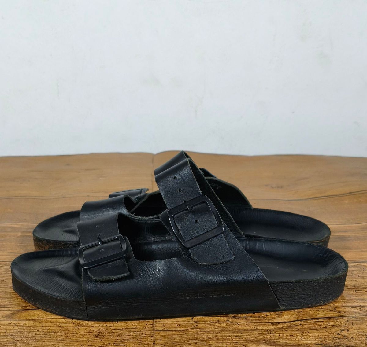 Sandália Chinela Masculina Couro Masculina Anatômica Burly Heads Black ...