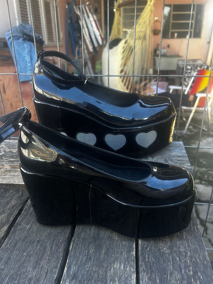 Sandália com Salto de Plataforma Gótica Lolita | Rasteira Feminina ...