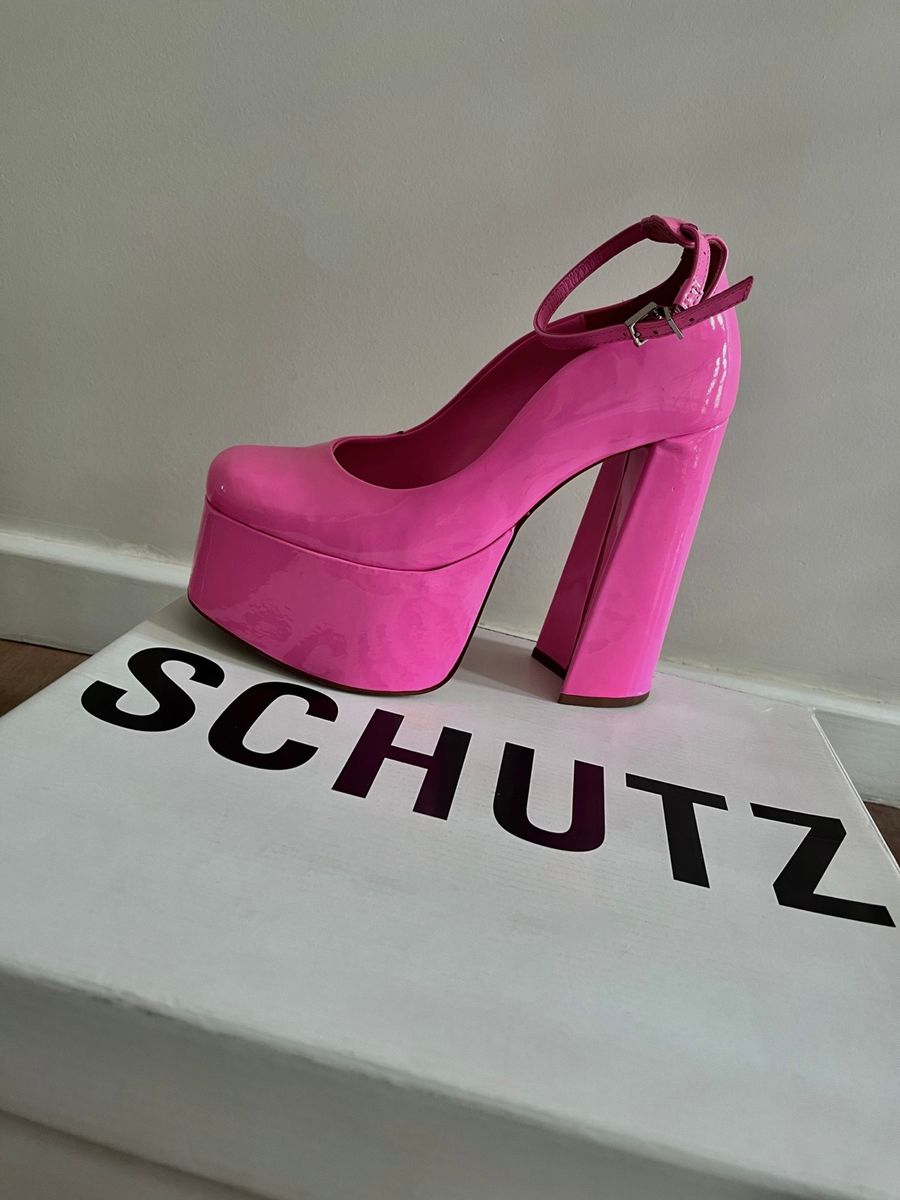 Sandália Meia Pata Schutz Rosa Vinil | Sandália Feminina Schutz Usado ...