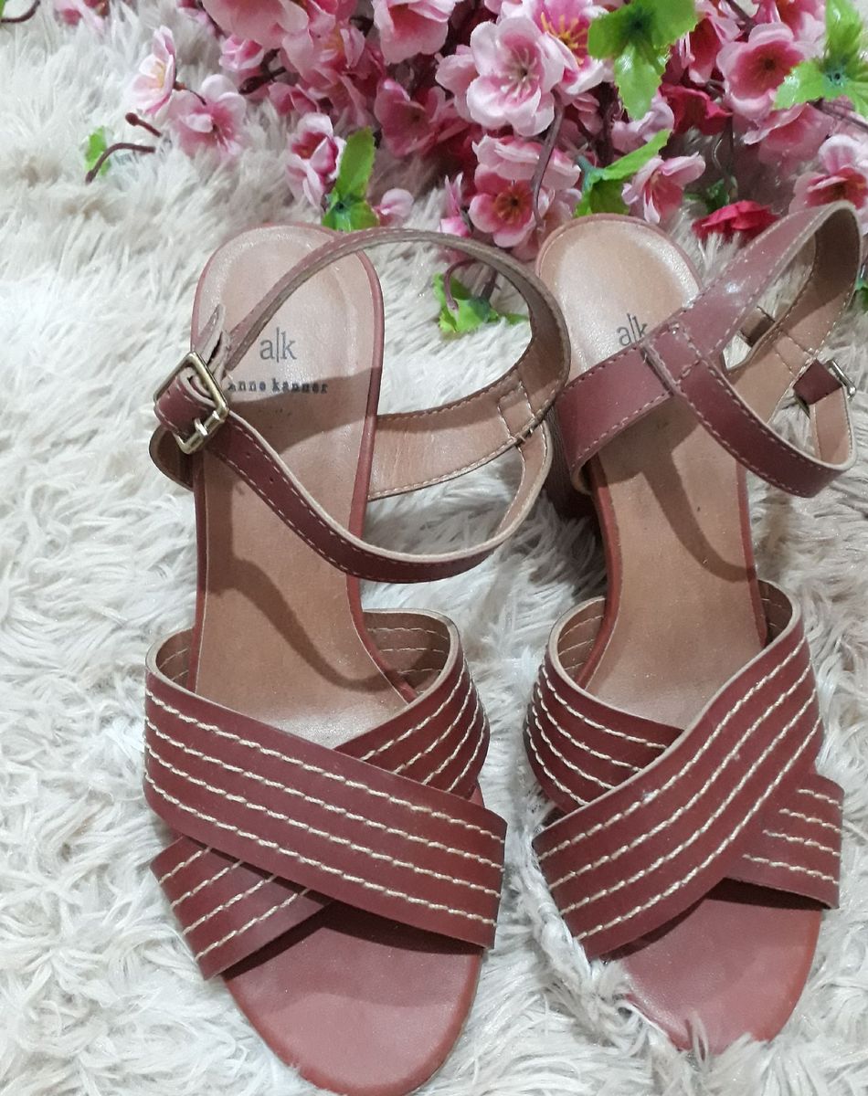 Sandalia, Salto Grosso, Caramelo, Anne Kanner, 35, | Sandália Feminina ...