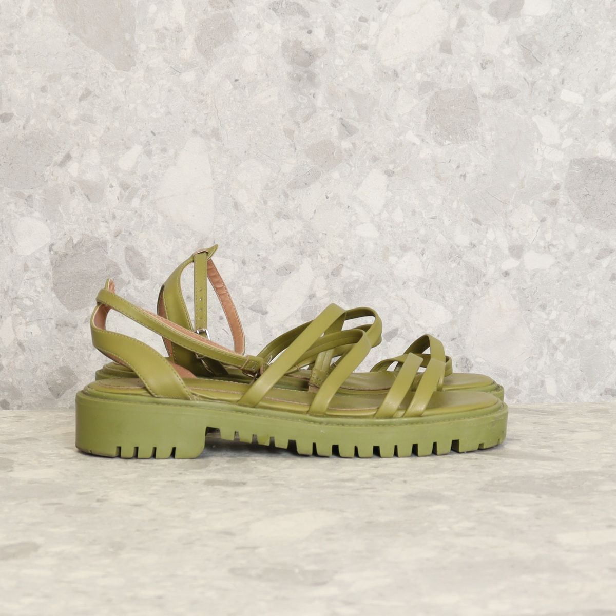 Sandália Verde Musgo Satinato | Sandália Feminina Satinato Usado ...