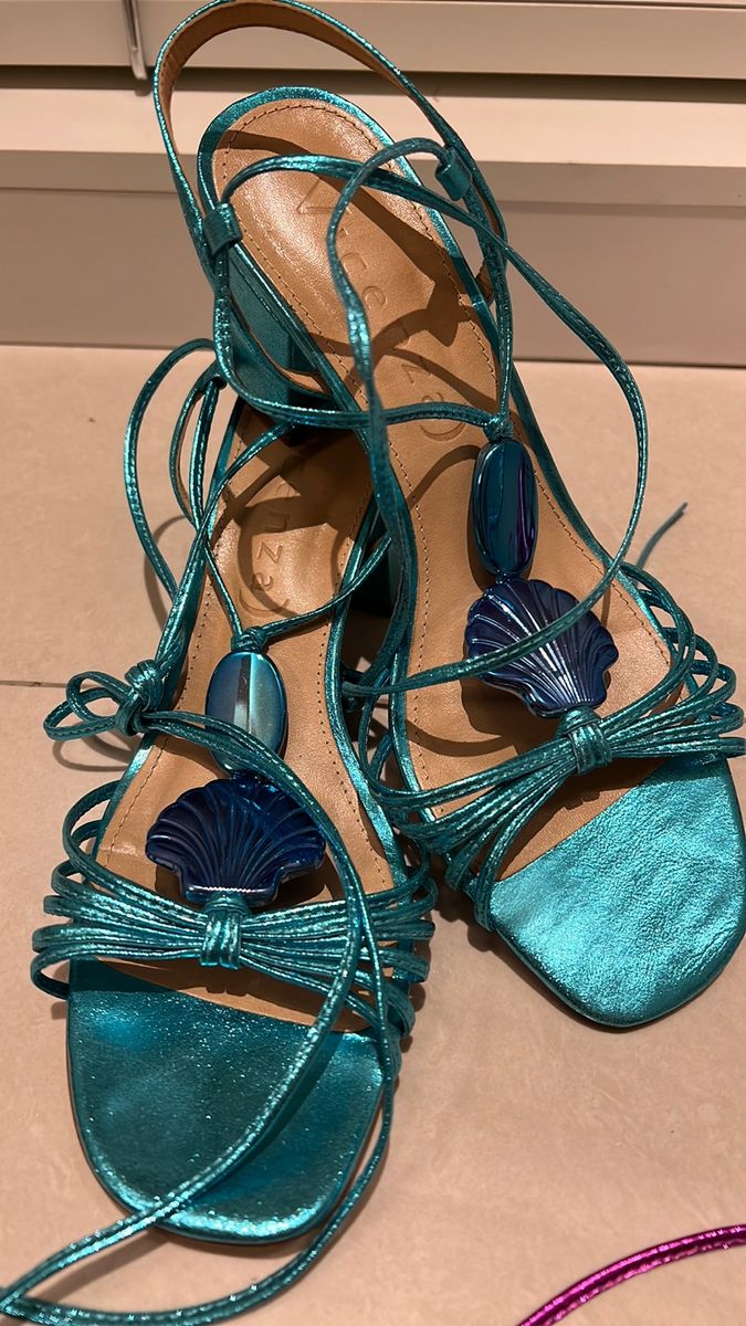 Sandália Vicenza Azul Metalizada Concha | Rasteira Feminina Vicenza ...