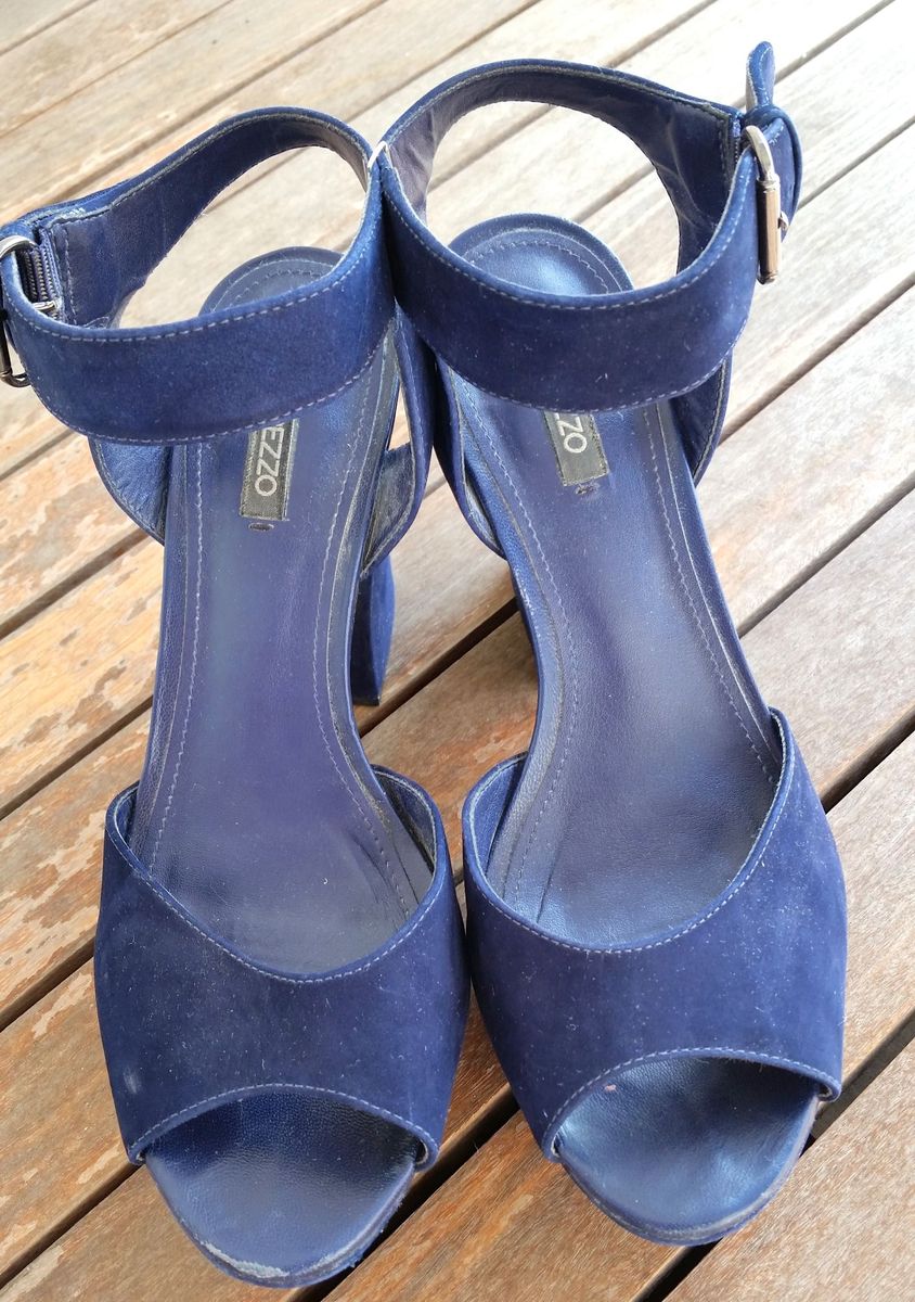 Sandária Arezzo em Veludo Azul Marinho | Sandália Feminina Arezzo Usado ...