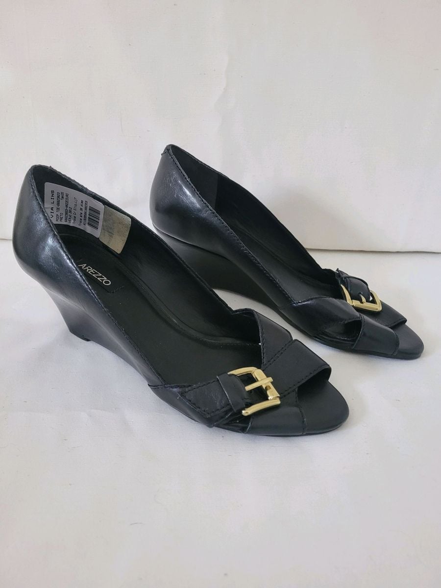 Sapato Arezzo Anabela Preto 35 | Sapato Feminino Arezzo Nunca Usado ...