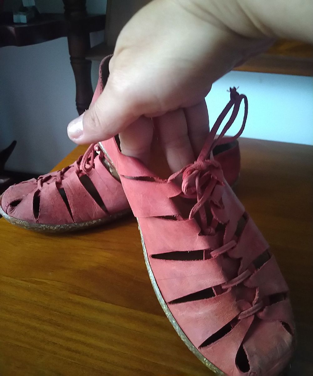 Sapato Boho Couro Legítimo, Marca Laranja Lima, Solado de Flor de ...