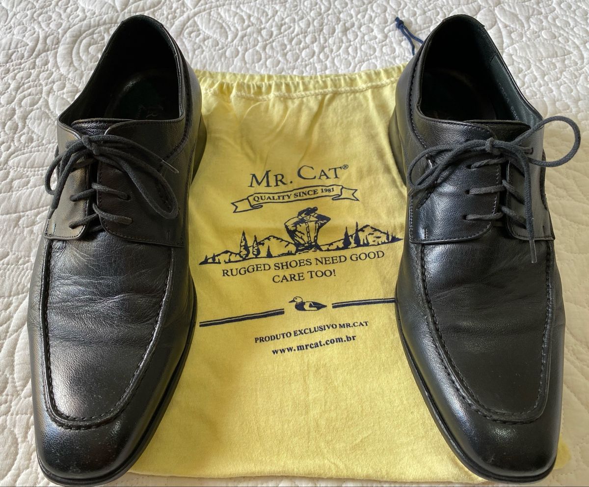 Sapato Couro Legítimo Preto Mr Cat | Sapato Masculino Mr Cat Usado ...