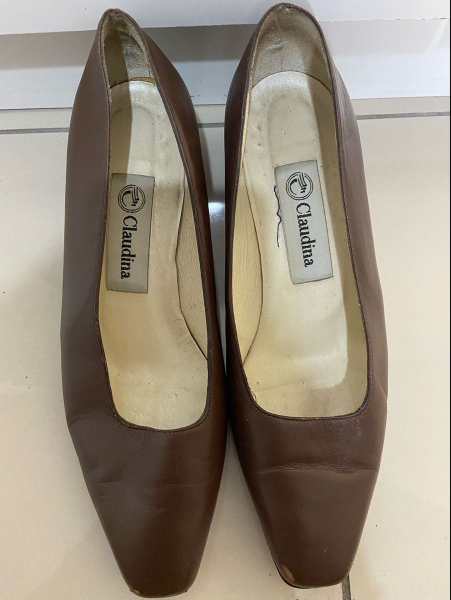 Sapato de Couro Marrom | Sapato Feminino Feito A Mao Usado 82158478 ...
