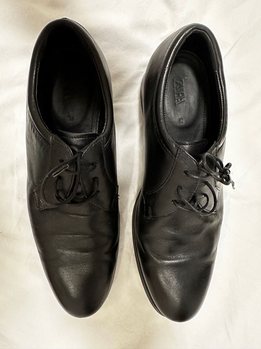 Sapato em Couro Preto Zara | Sapato Masculino Zara Usado 95317037 | enjoei