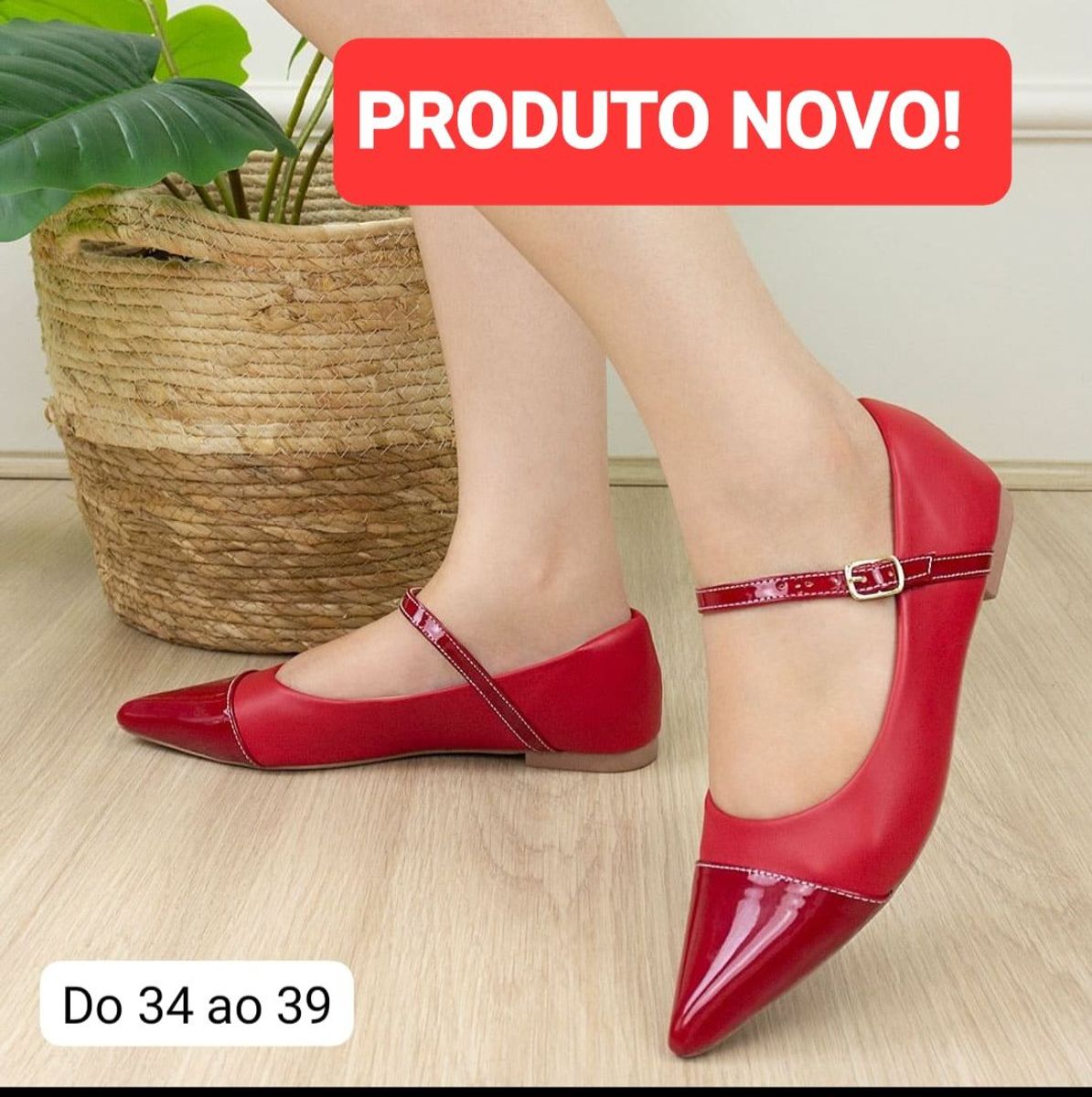 Sapato Mary Jane Vermelho, Sapato Boneca Bico Fino, Sapatilha Vermelha ...