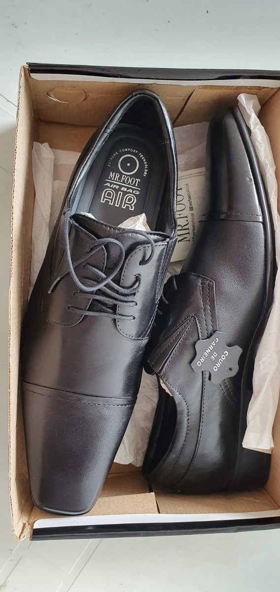 Sapato Masculino Couro Preto Mr Foot | Sapato Masculino Mr Foot Nunca ...