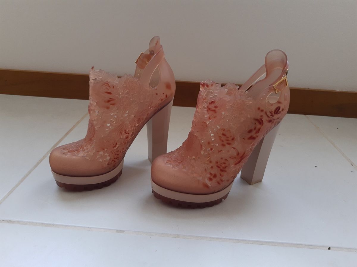 Sapato Melissa Rosa Envelhecido Florido | Sapato Feminino Melissa Usado ...