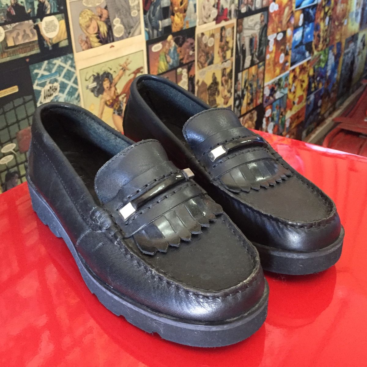 Sapato Mocassim Vintage Anos 80 Couro | Sapato Feminino Azalea Nunca ...
